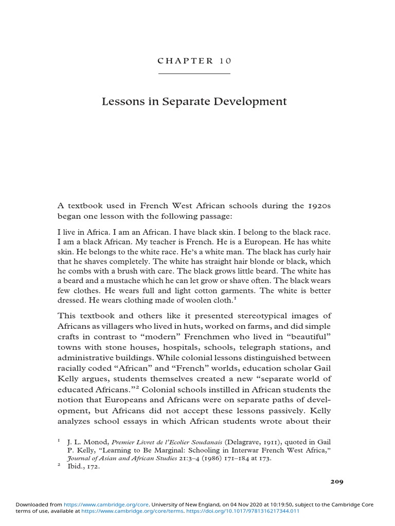Lessons in Separate Development 2020 | PDF