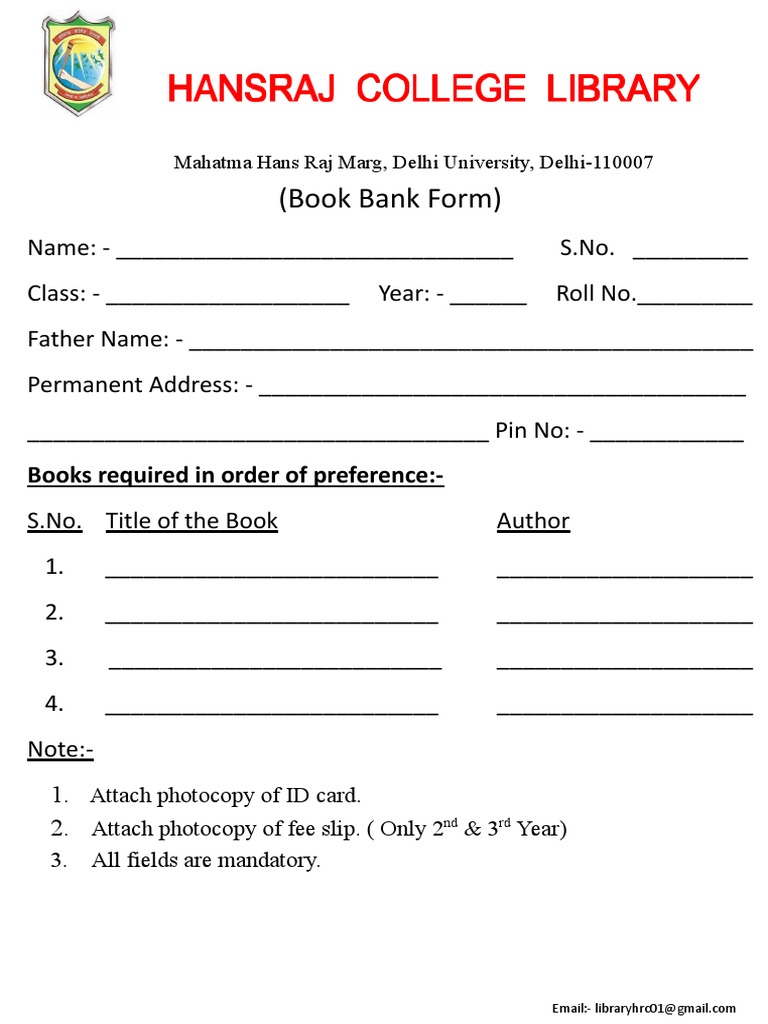 Book Bank Form | PDF