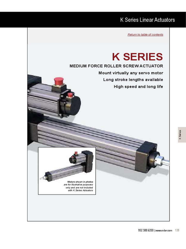 Exlar K Series Linear Actuators Guide | PDF | Actuator | Screw