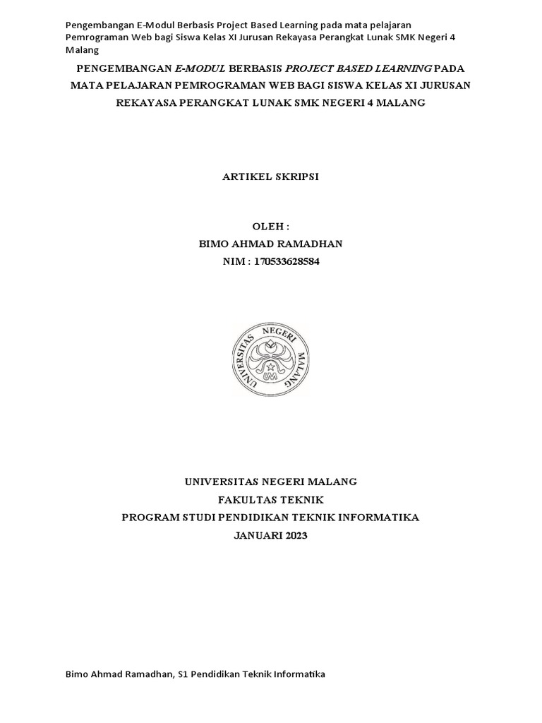 E-Modul Project Based Learning RPL SMK | PDF | Karier & Perkembangan | Seni