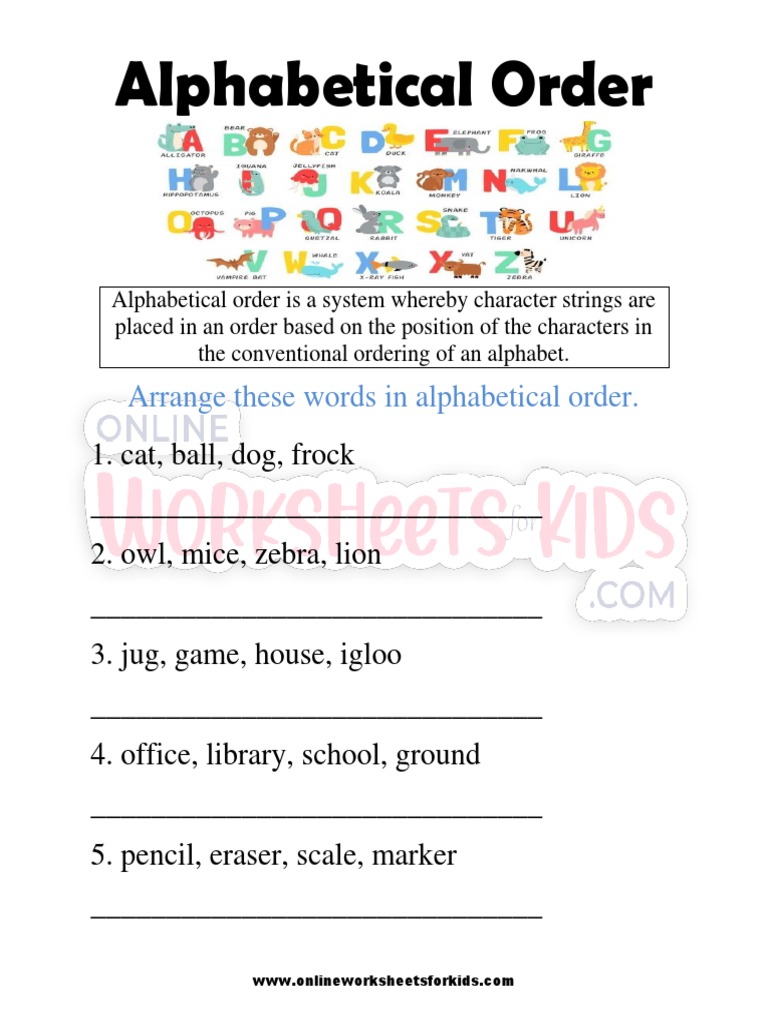 Grade 3 Alphabetical Order Worksheet | PDF