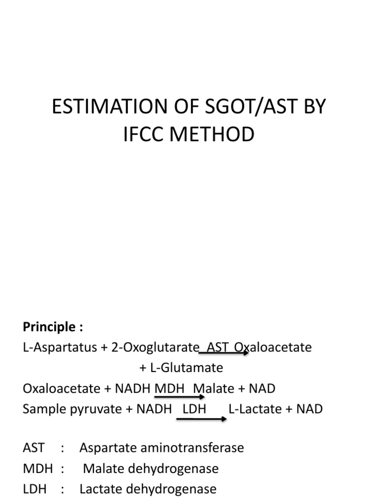 Estimation of Sgot/Ast by Ifcc Method | PDF