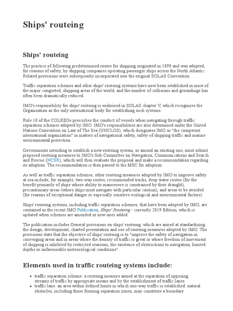 Ships - Routeing | PDF