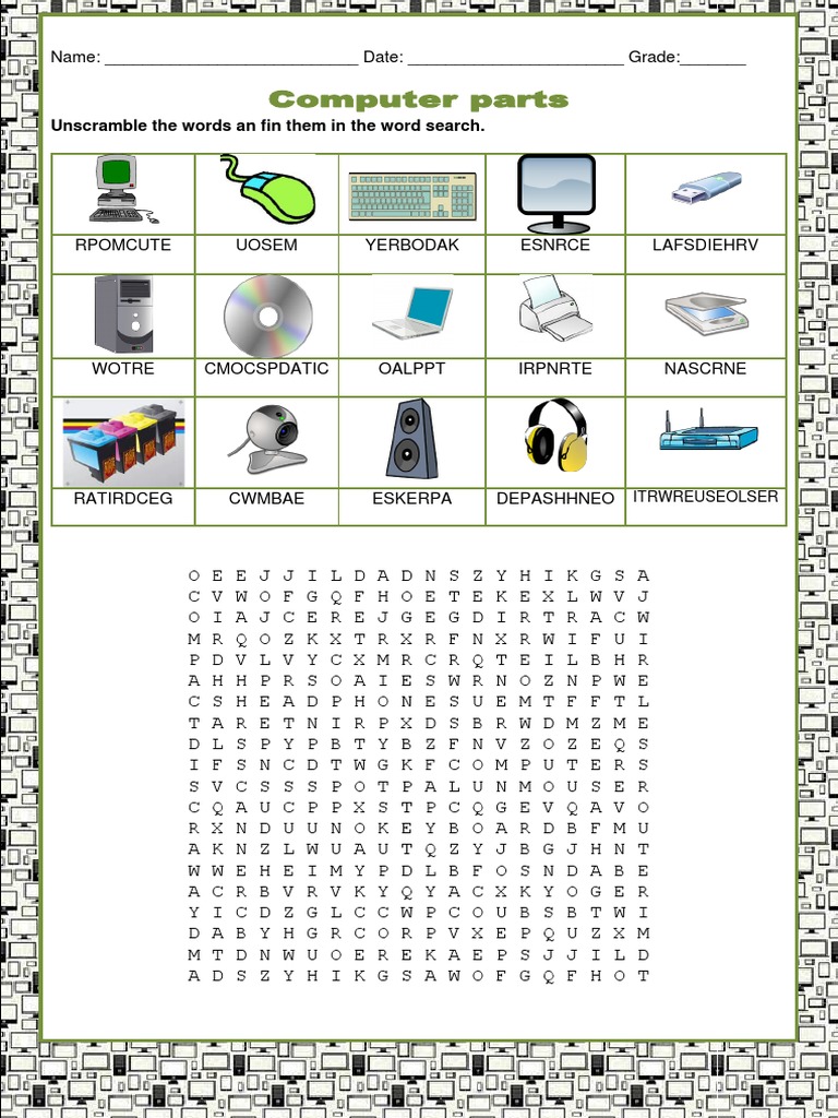 1.1 Wordsearch-Computer Components - Student | PDF