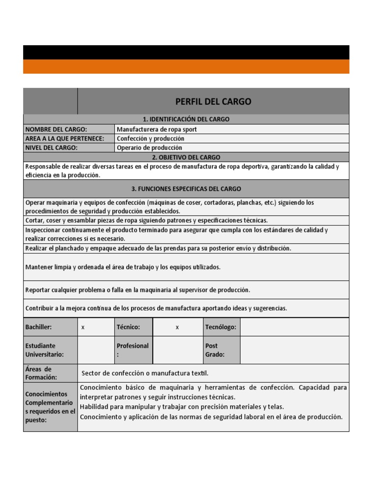 Manual de funciones_ Operario de produccion | PDF
