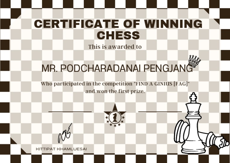 Chess Board Tournament Certificate of Participation | PDF