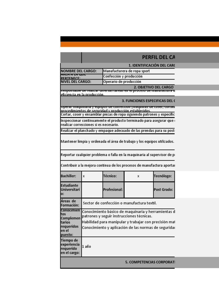 Manual de Funciones_ Operario d Eproduccion | PDF