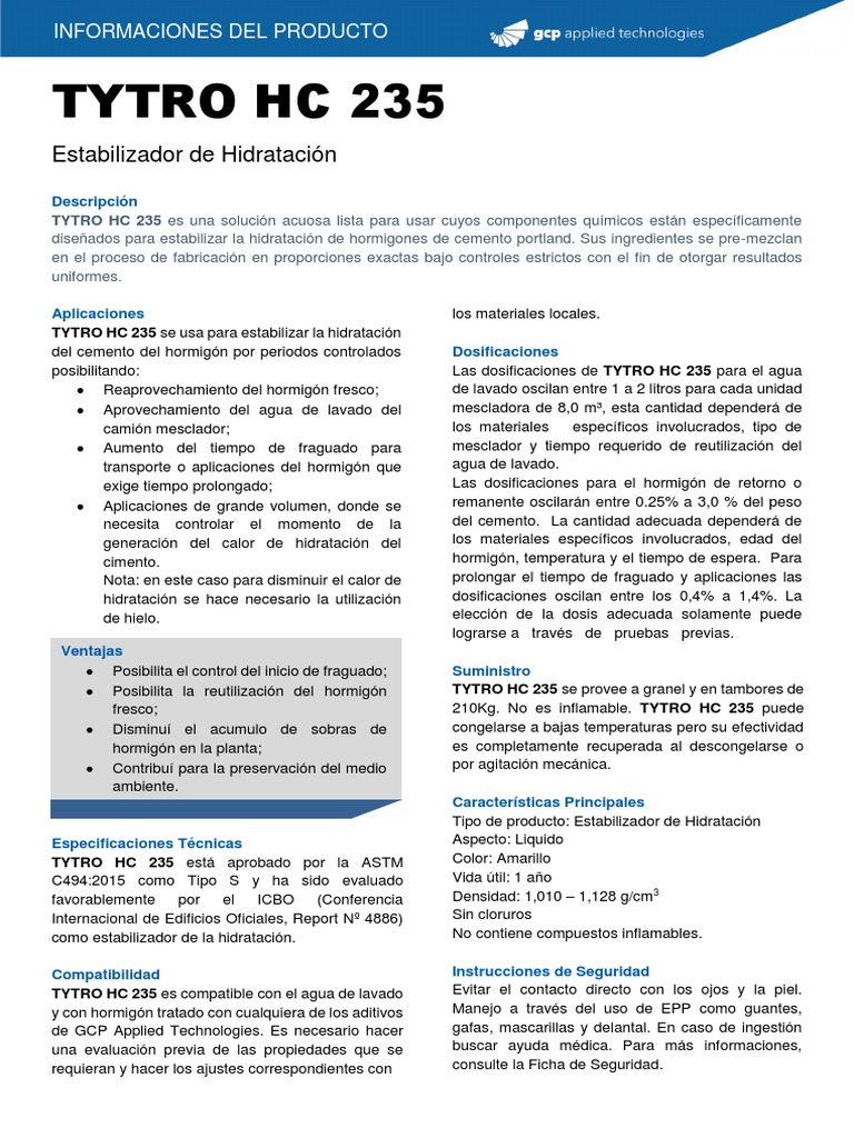 Estabilizador de Hidratación TYTRO HC 235 | PDF