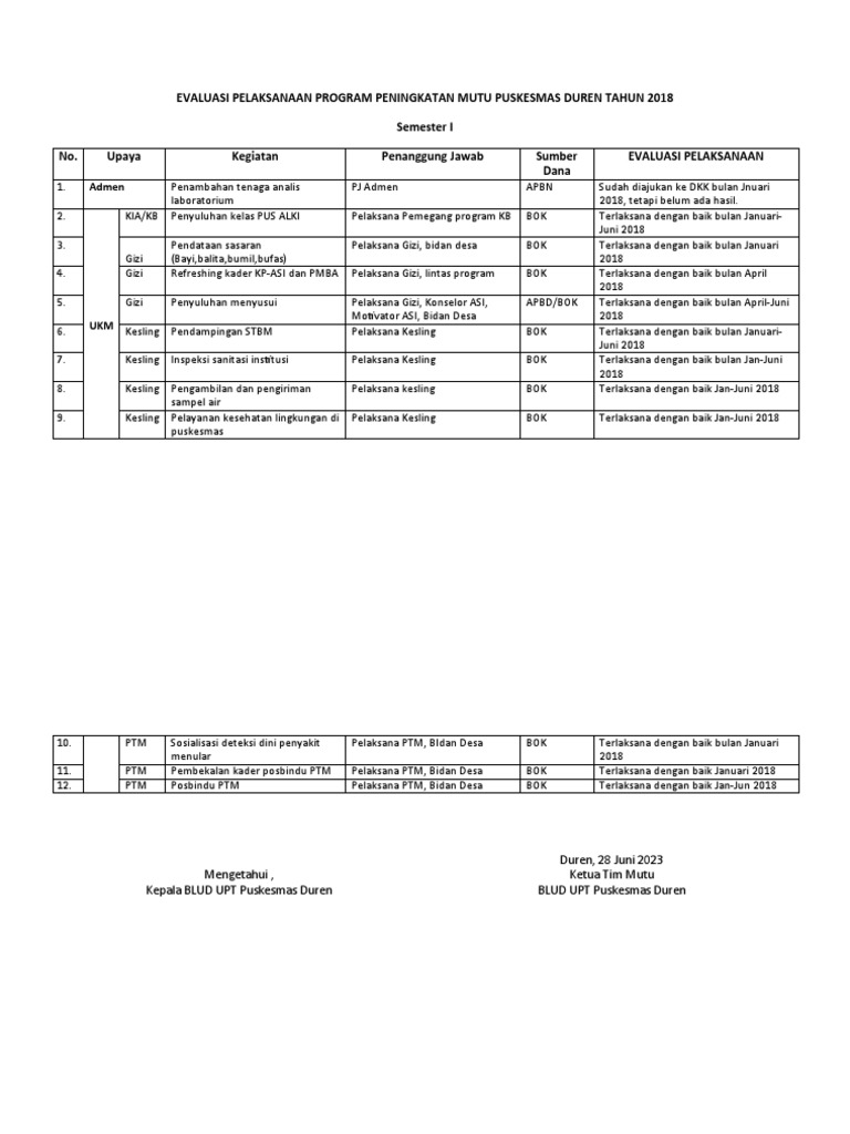 Evaluasi Program Peningkatan Mutu Puskesmas | PDF