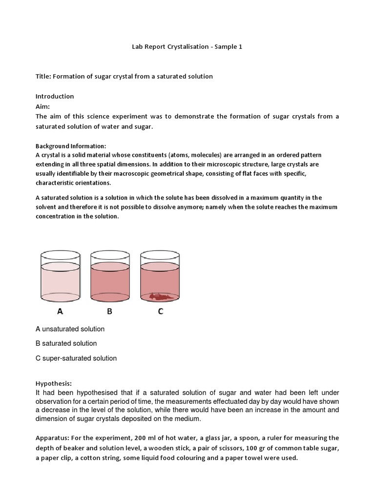 Lab Report Crystalisation - Sample 1 | PDF