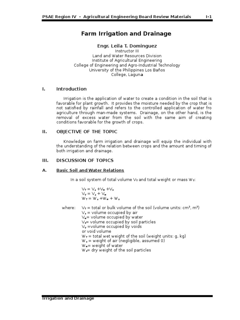 UPLB - Farm Irrigation and Drainage | PDF | Drainage | Irrigation