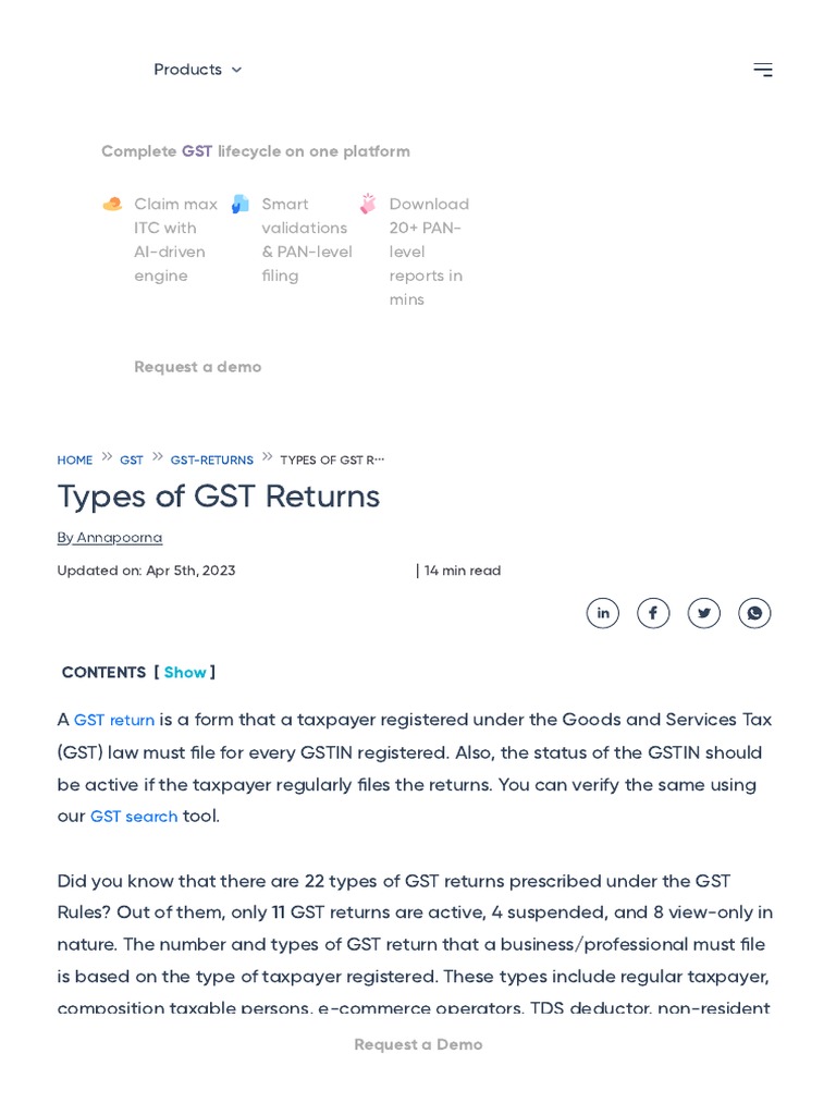 Types of GST Returns | PDF