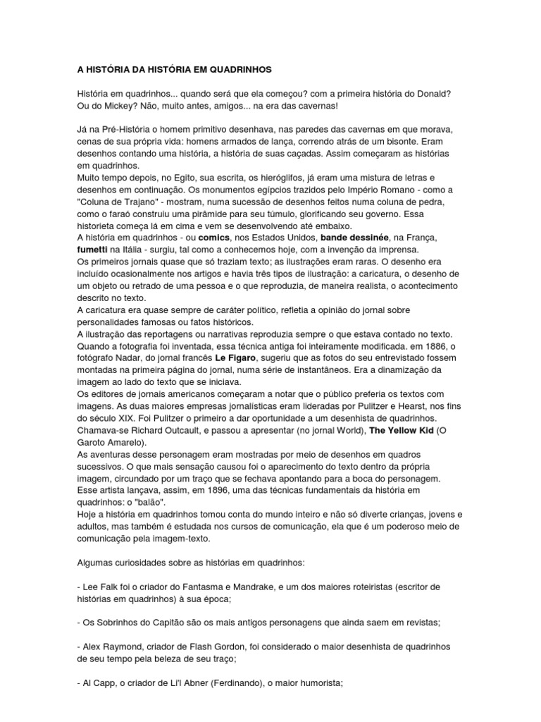 A História Da História em Quadrinhos | PDF | Quadrinhos | Personalidades