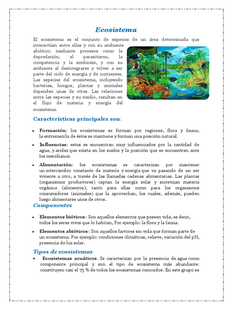 Tipos y componentes de ecosistemas | PDF | Ecosistema | Naturaleza