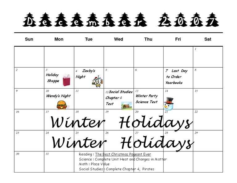 December 2007 School Calendar | PDF