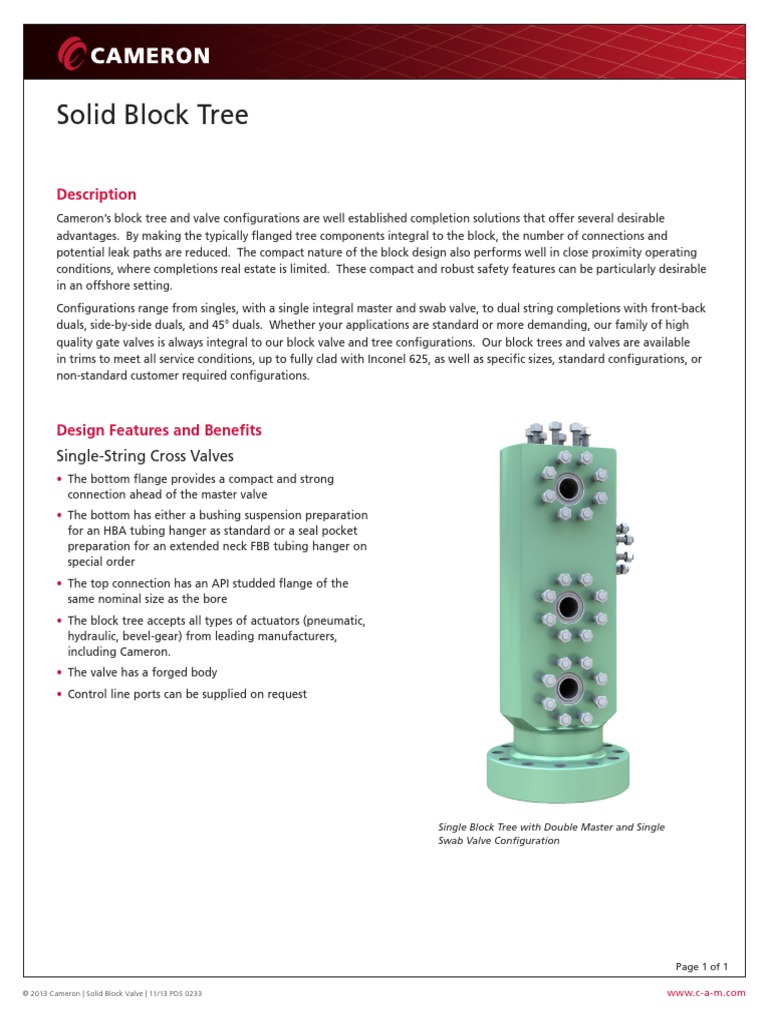 Cameron Solid Block Valve - PDS0233 | PDF | Valve | Pipe (Fluid Conveyance)