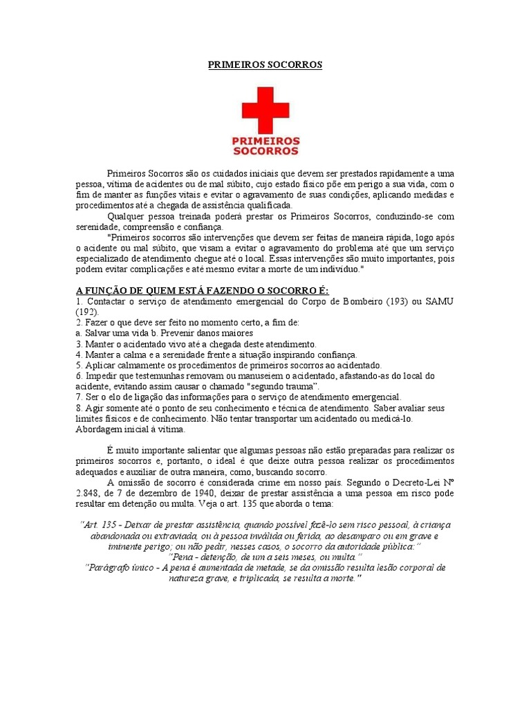 Primeiros Socorros | PDF | Primeiros socorros | Dor