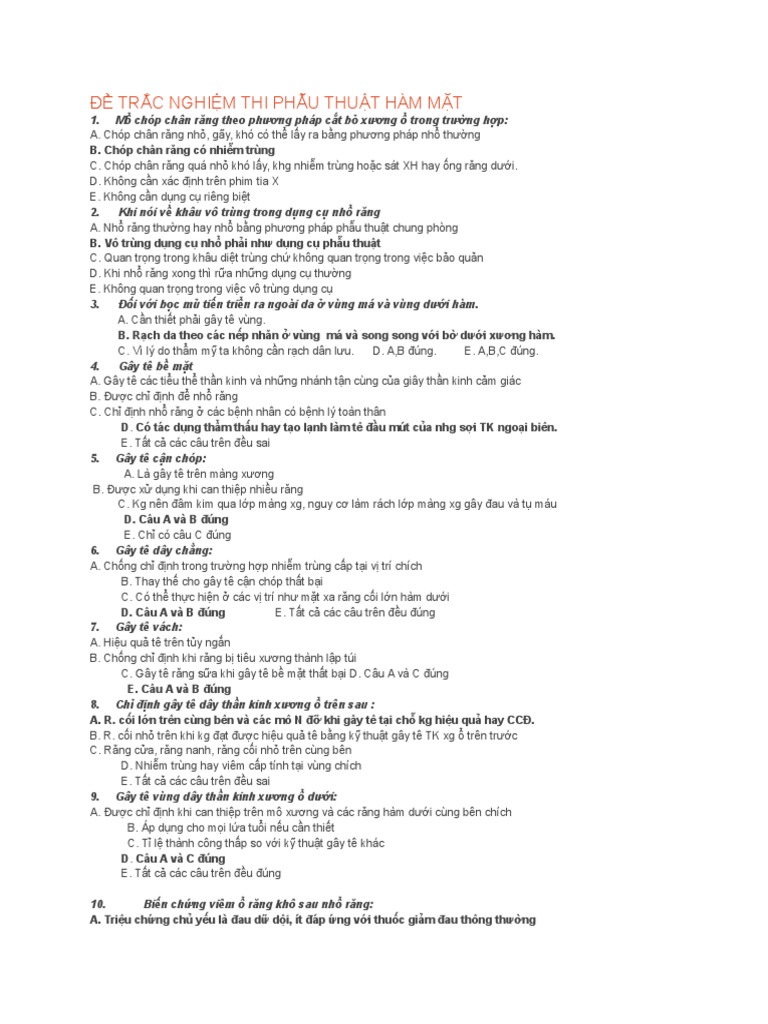 (123doc) - De-Trac-Nghiem-Thi-Phau-Thuat-Ham-Mat | PDF