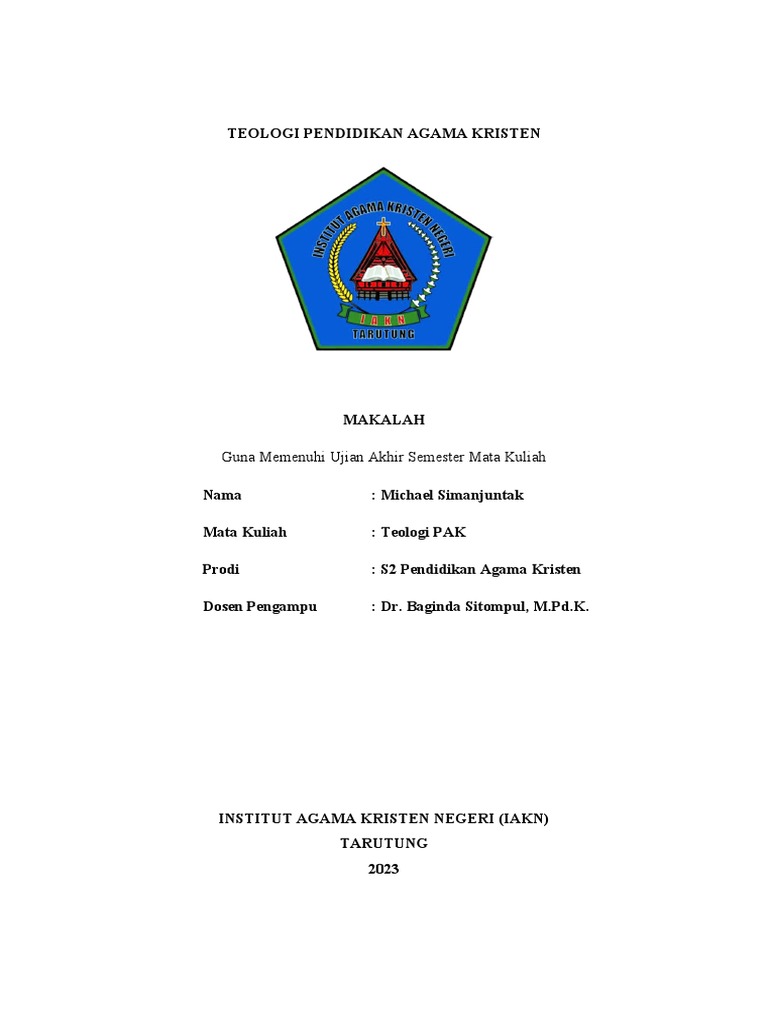 Teologi dalam Pendidikan Agama Kristen | PDF