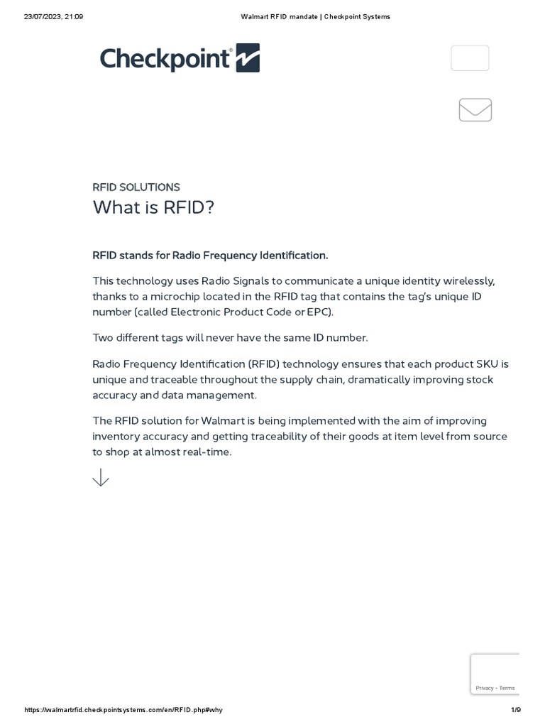 Walmart RFID Mandate - Checkpoint Systems | PDF