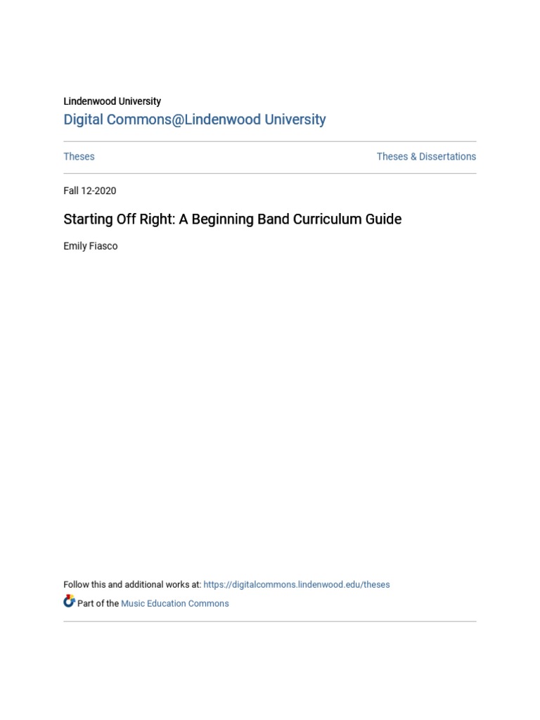 Starting Off Right - A Beginning Band Curriculum Guide | PDF | Thesis ...