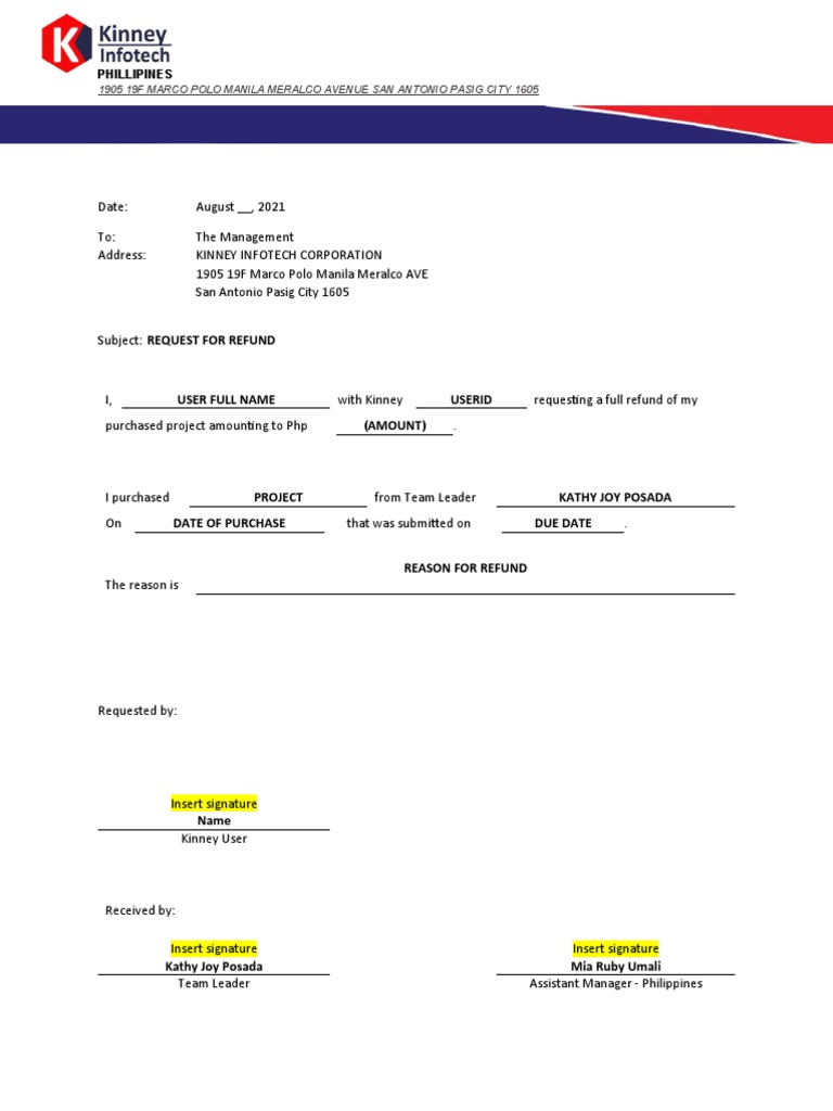 Refund Request Letter | PDF