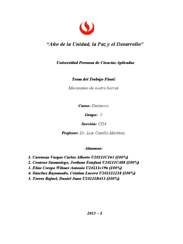 Trabajo Final (DD1) - Dinámica (Avance) | PDF