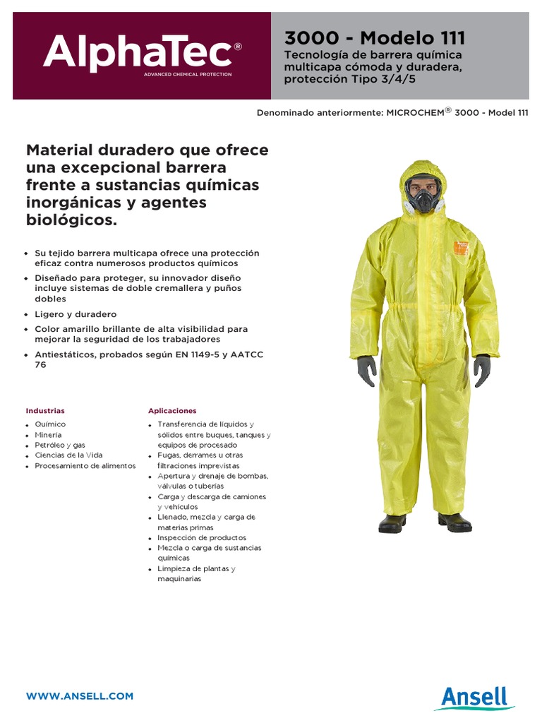 TRAJE PROTECCION, Alphatec-3000-Model-111 - Pds - Es | PDF