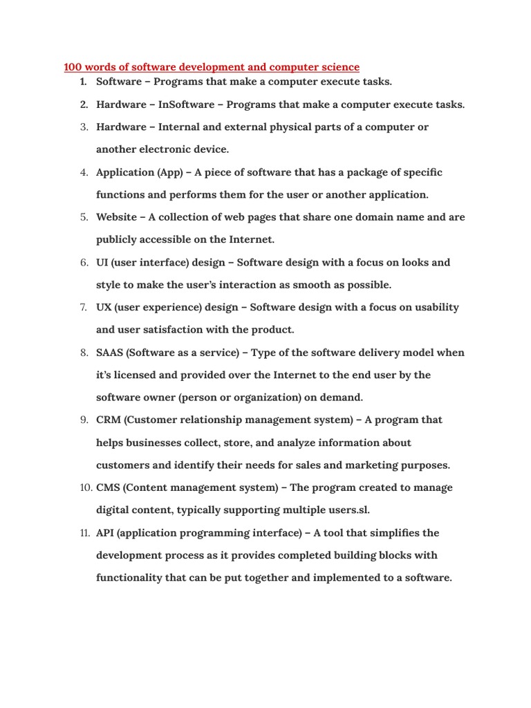 Software Development Terminology Guide | PDF | Business | Computers