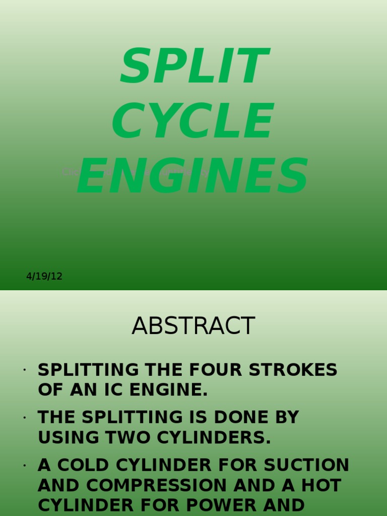 Split Cycle Engines: Click To Edit Master Subtitle Style | PDF ...