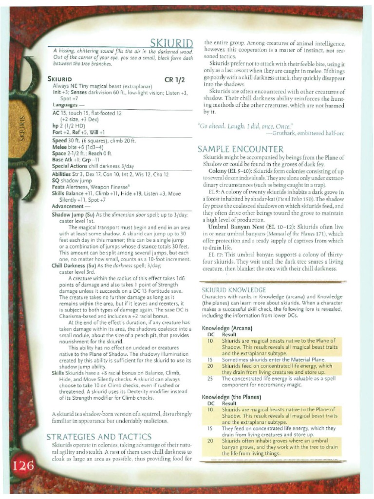 D&D 3.5 - Monster Manual IV - 126-127 | PDF