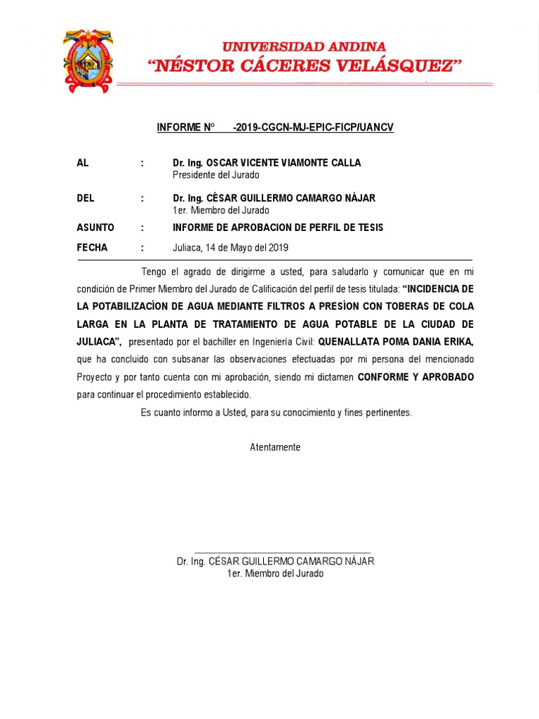 Informe de Aprobacion de Perfil | PDF Informe de Aprobacion de Perfil | PDF