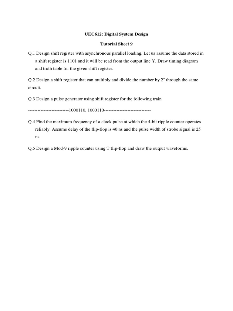 Tutorial Sheet 9 Pdf