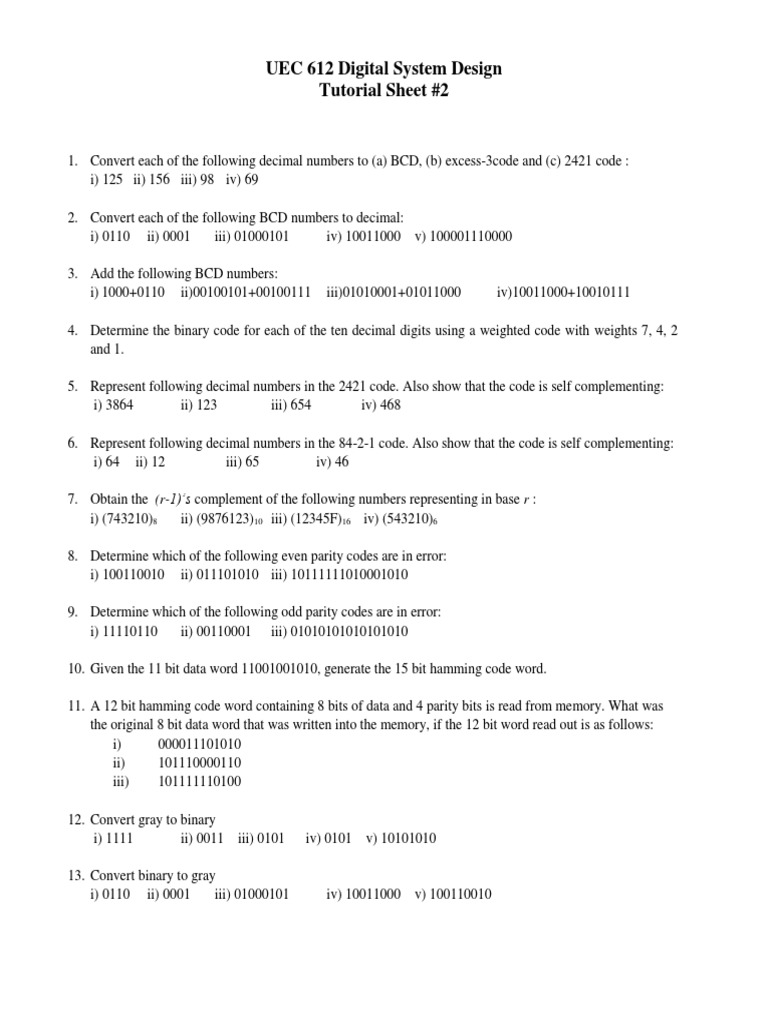 tutorial sheet 2 | PDF