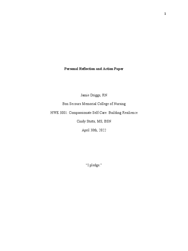 Hwe3001 - Self-Reflection Paper | PDF