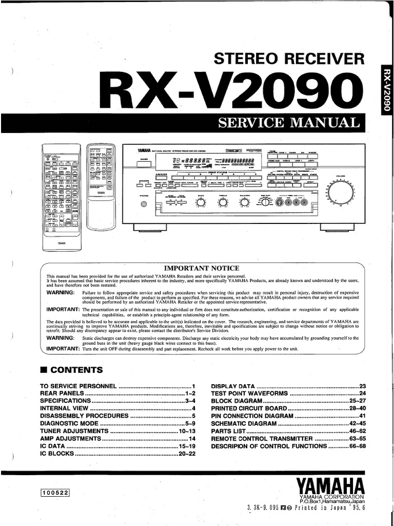 Yamaha rx-v2090 SM | PDF