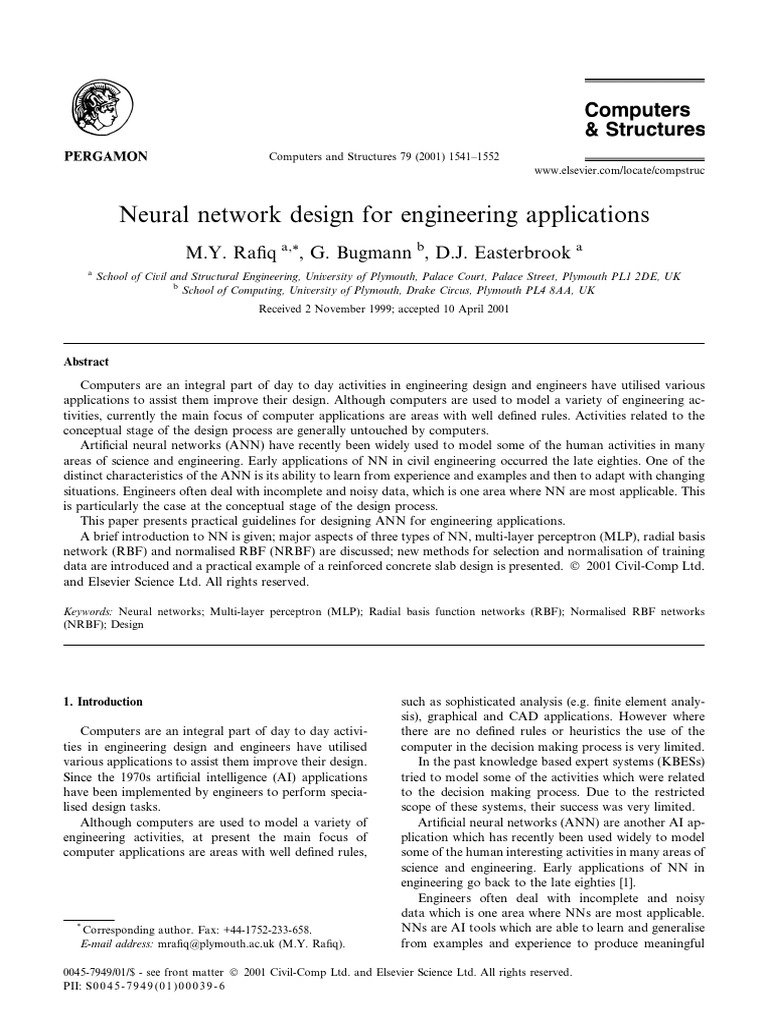 Neural Network Design For Engineering Applications Pdf