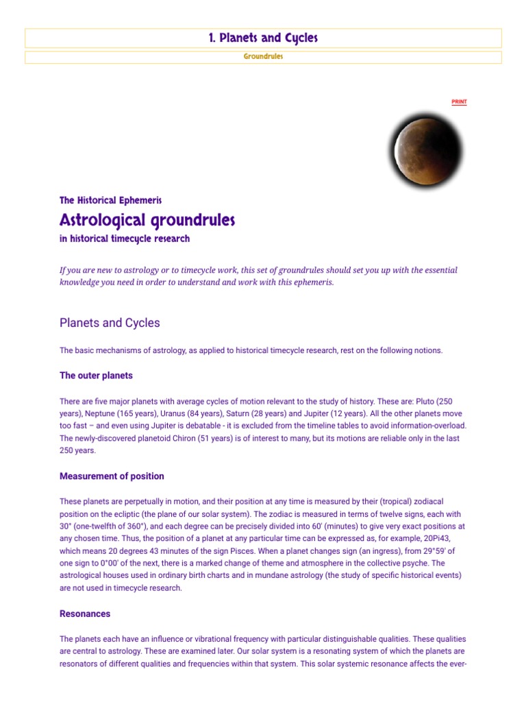 Planets and Cycles - Historical Ephemeris | PDF | Planets | Science