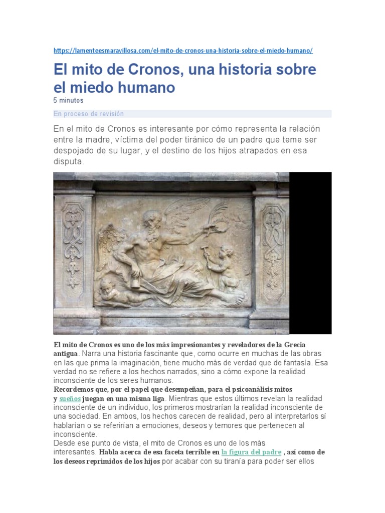 El Mito de Cronos, Una Historia Sobre El Miedo Humano | PDF