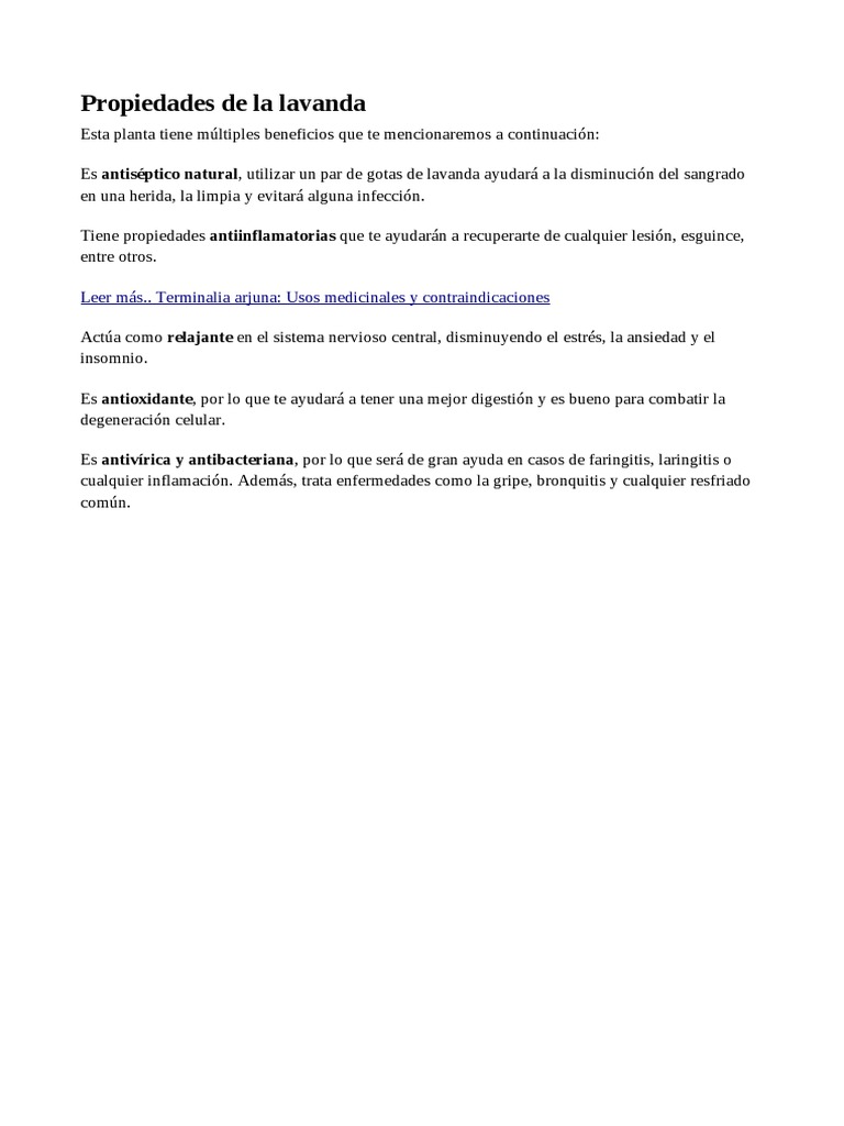 Propiedades de La Lavanda | PDF