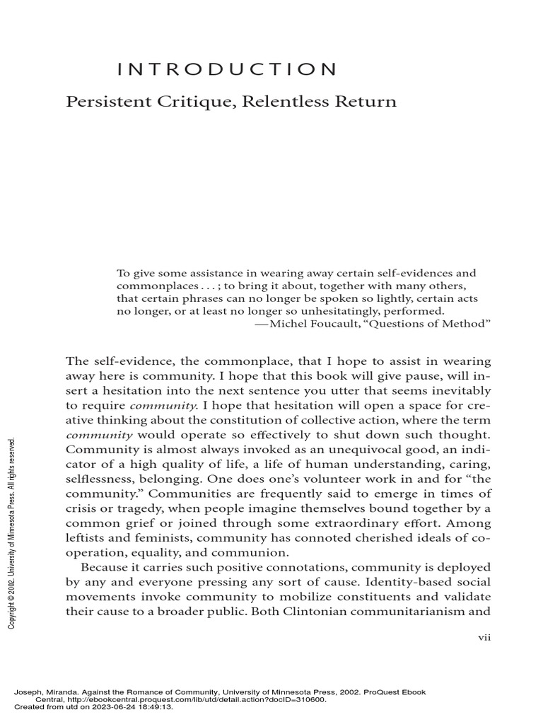 Against_the_Romance_of_Community_----_(Introduction_Persistent_Critique_Relentless_Return) | PDF