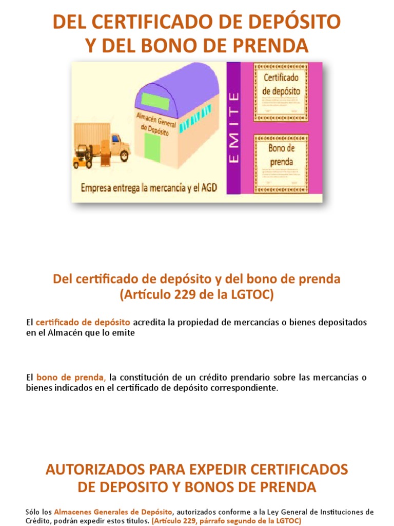 Certificado de Deposito y Bono de Prenda | PDF Certificado de Deposito y Bono de Prenda | PDF