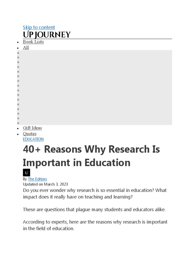 The Importance of Research Facts | PDF | Teachers | Learning