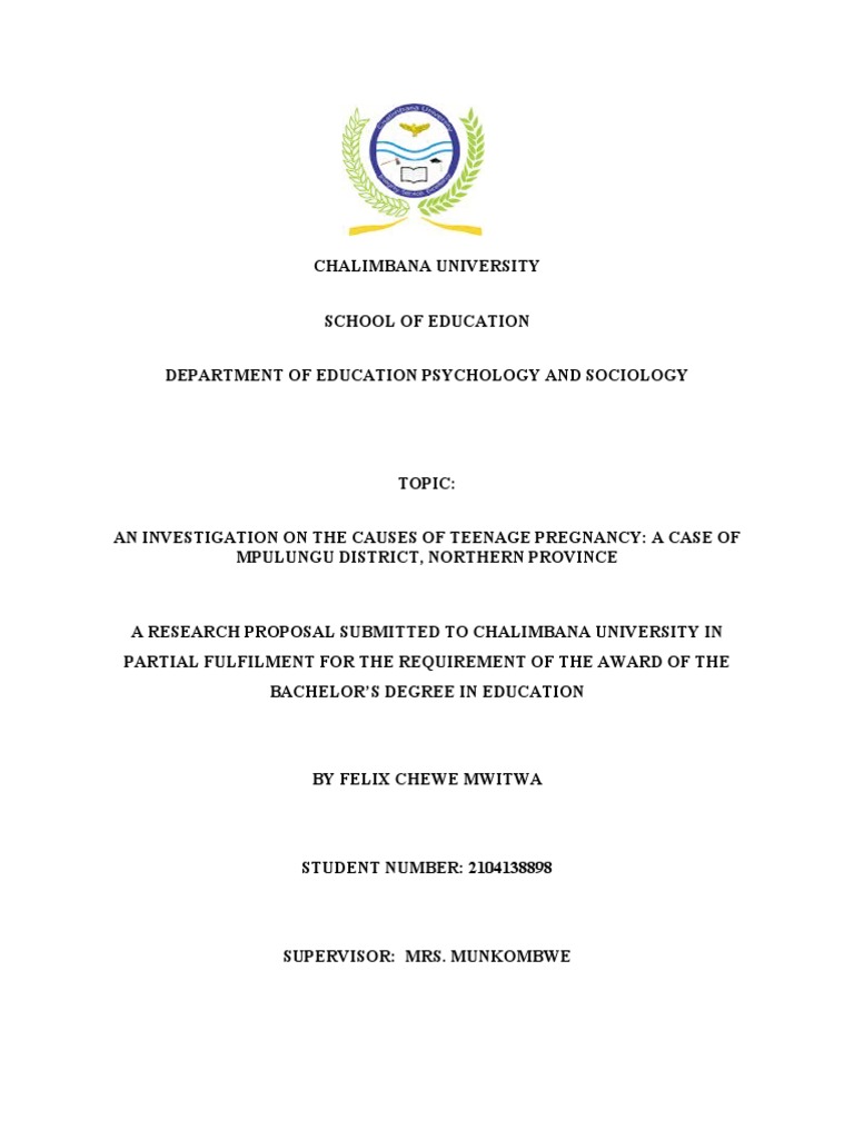 Teenage Pregnancy Mpulungu Research Proposal | PDF | Adolescence ...
