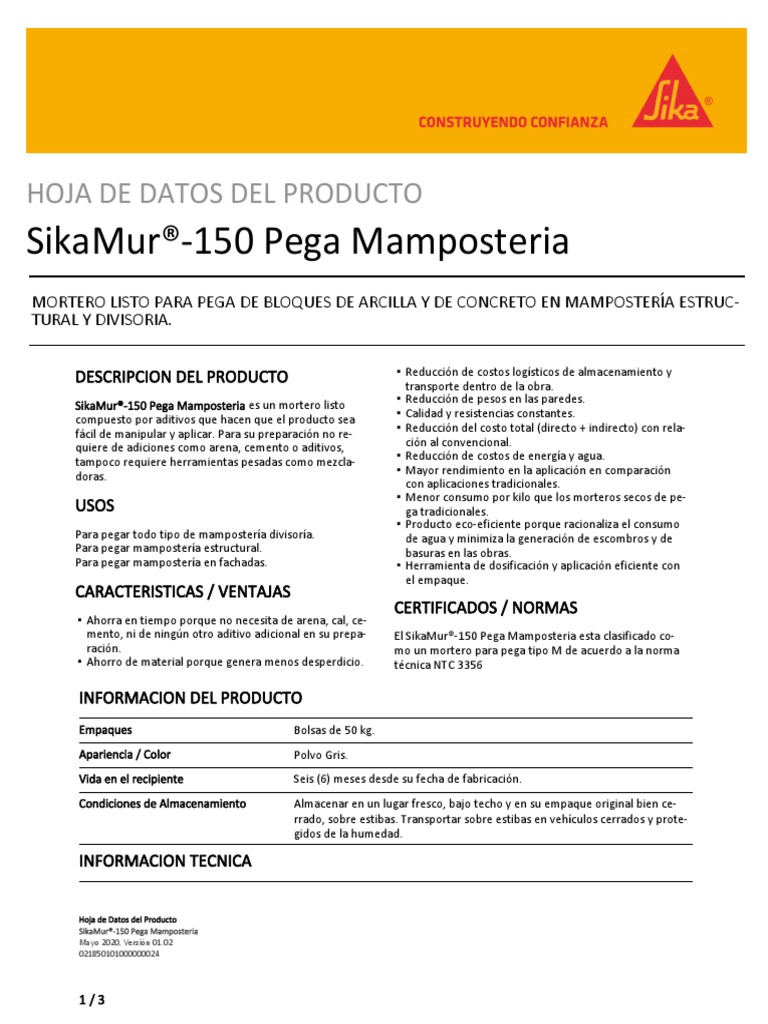 Sikamur 150 Pegamamposteria | PDF