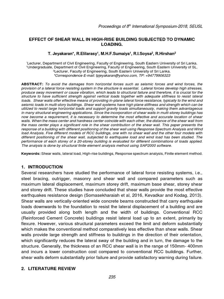 Effect of Shear Wall in High Rise Buildi | PDF