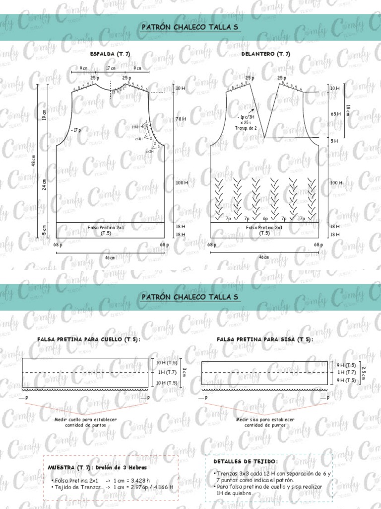 Patrón Chaleco Talla S | PDF