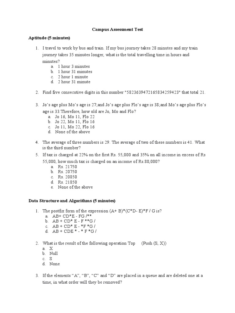 Campus Assessment Test | PDF