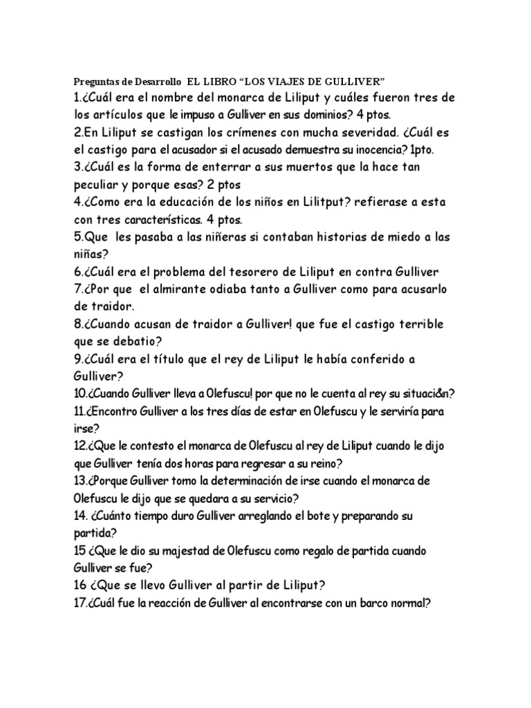 Cuestionario Sobre El Libro | PDF