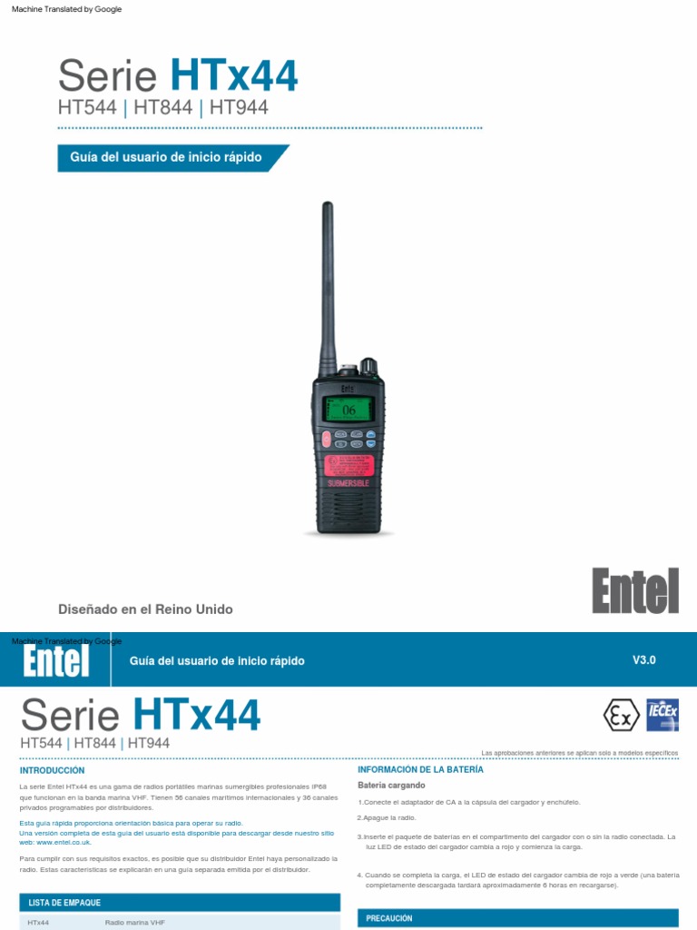 Manual Usuario Español HT-544 - 844 - 944 (ENTEL) | PDF